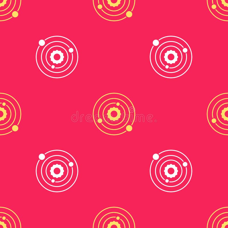 Yellow Solar System Icon Isolated Seamless Pattern on Red Background ...