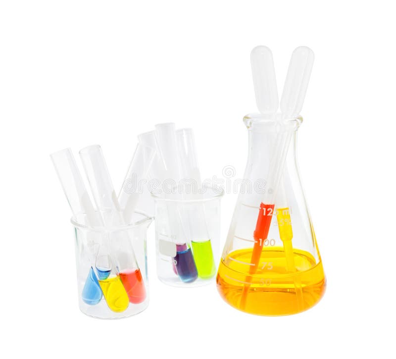 Green Solution in Small Beaker and Test Tube Solution Stock Image ...