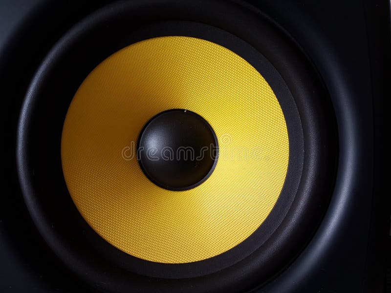 Yellow sound woofer stock image. Image of hole, woofer - 93002997