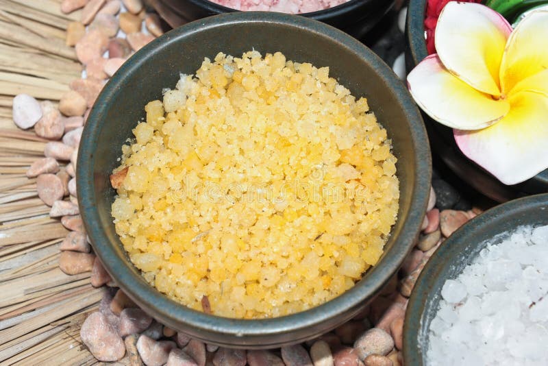 Yellow Spa Salt stock image. Image of scented, aroma - 21268507