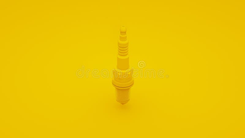 Yellow Spark Plug. 3D Illustration Stock Illustration - Illustration of ...