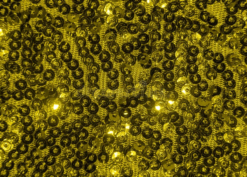 Yellow Sparkling Sequins Texture Background, Copy Space. Illuminating ...