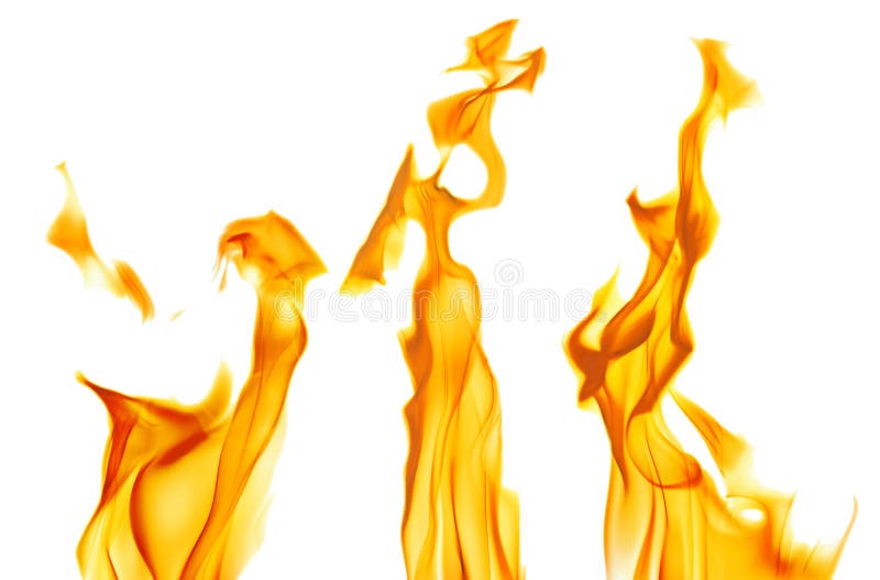 Yellow Sparks of Three Bright Flames on White Stock Illustration ...