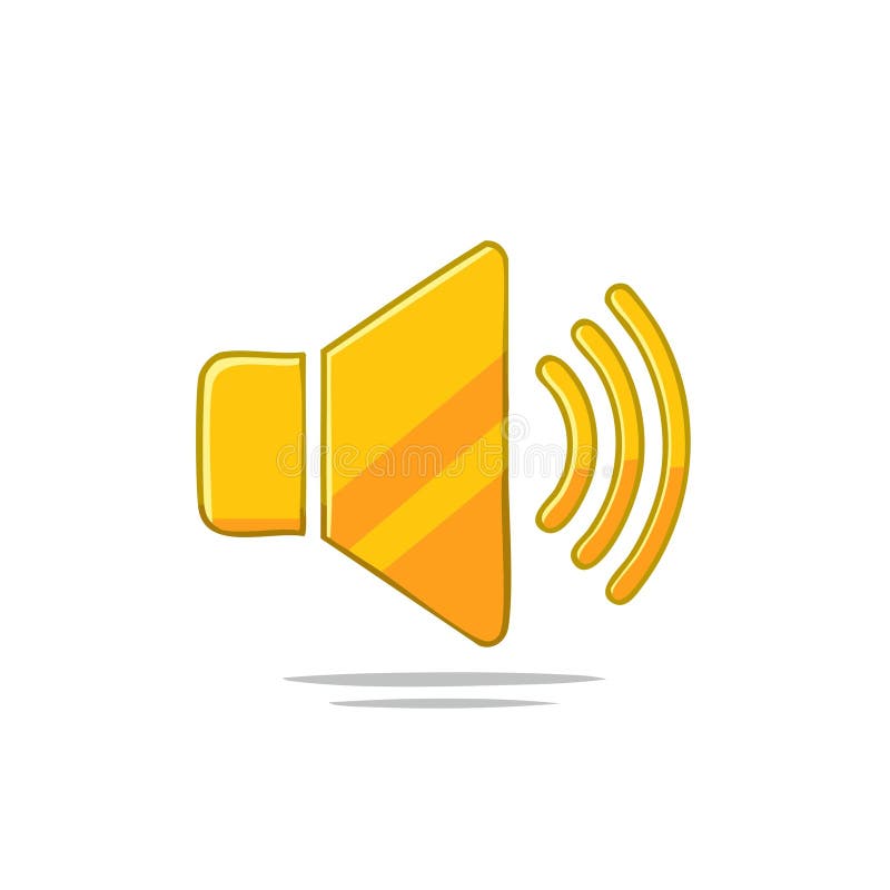 Yellow Speaker Icon with Sound Waves in Cartoon Style Stock Vector ...
