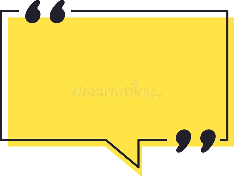 Yellow Speech Bubble with Black Quotation Marks Framing an Empty Space ...