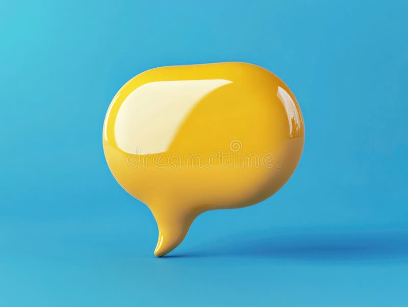 Yellow Speech Bubble on Blue Background Stock Illustration ...