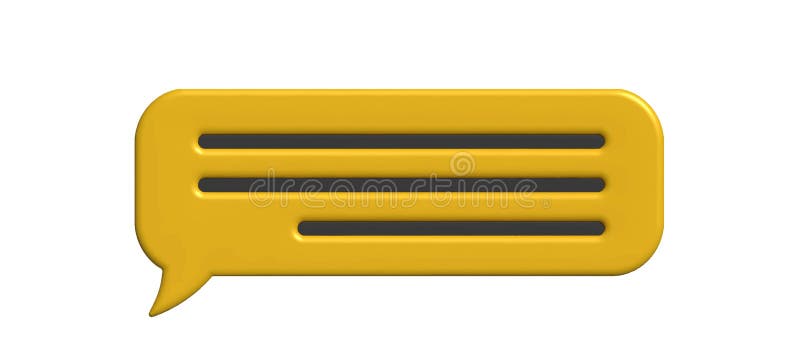 Glossy Yellow Speech Bubble, Dialogue, Messenger Shape. 3D Render ...