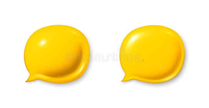 Yellow Speech Bubble Icons. Chat Comment Icons Set. 3d Talk Message Box ...
