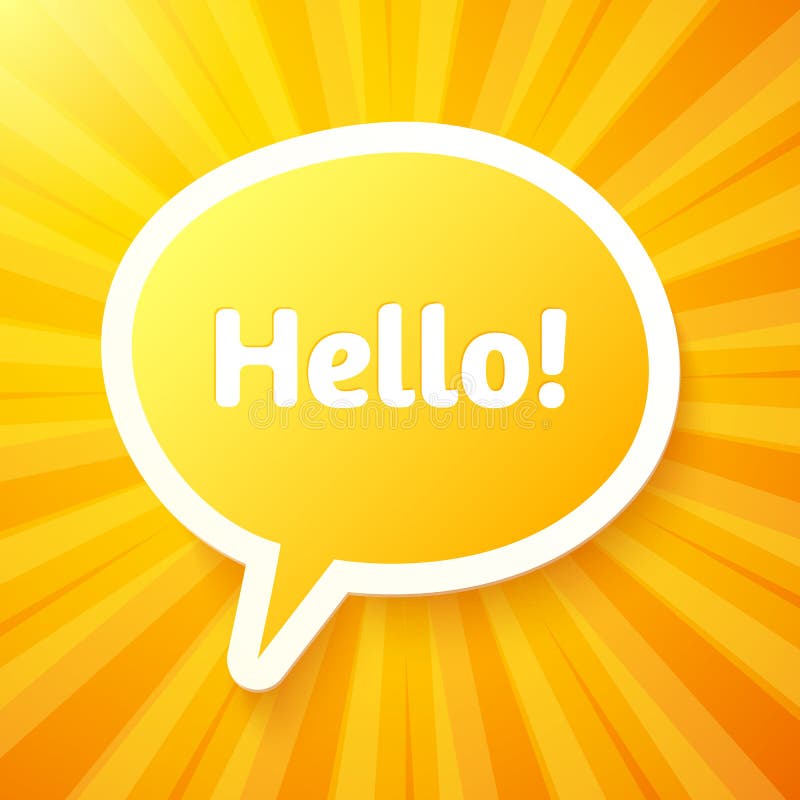Yellow Speech Bubble with Sign Hello! Stock Vector - Illustration of ...