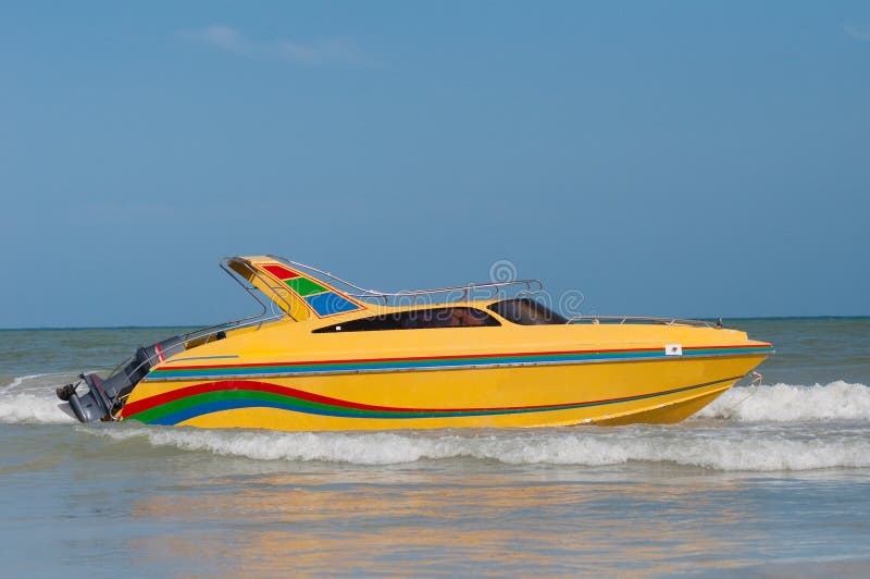 Yellow speedboat stock image. Image of energy, nautical - 15480617