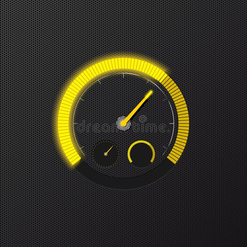Yellow Speedometer Icon, Flat Style Stock Vector - Illustration of ...