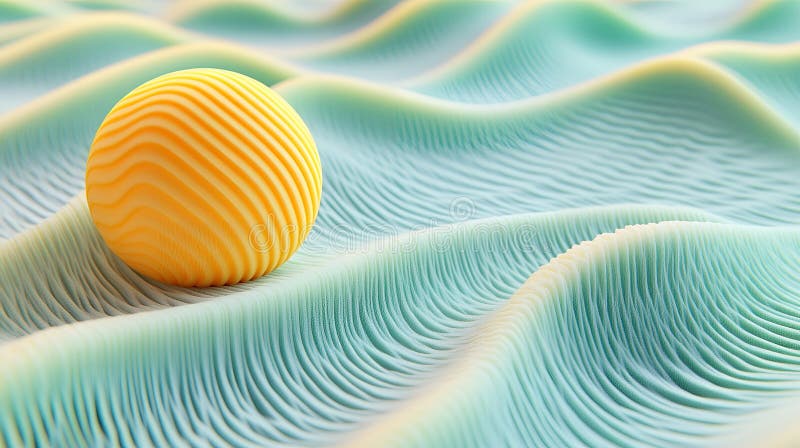 Yellow Sphere on a Blue Wave Pattern Stock Illustration - Illustration ...