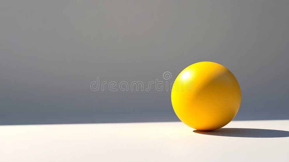 Yellow Sphere on White Surface with Shadow Minimalist Design Concept ...