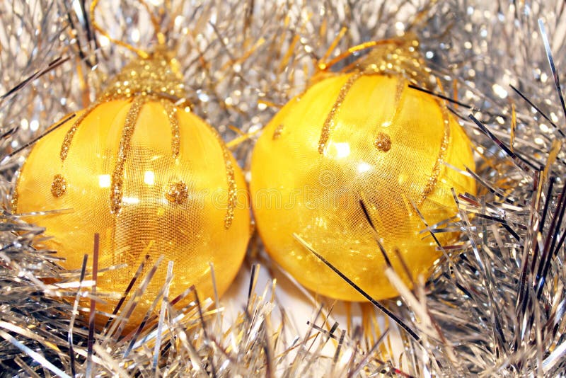 Yellow spheres stock image. Image of tinsel, tree, holiday - 11542467