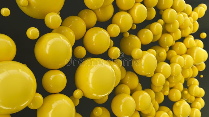 Yellow Spheres of Random Size on Black Background Stock Illustration ...