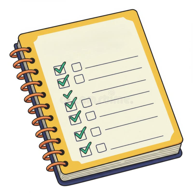 Yellow Spiral Notebook Checklist Illustration Stock Illustration ...