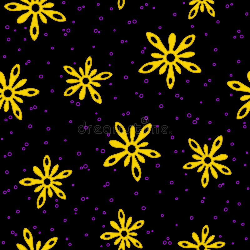 Yellow Splash Flowers Seamless Pattern Stock Illustration ...