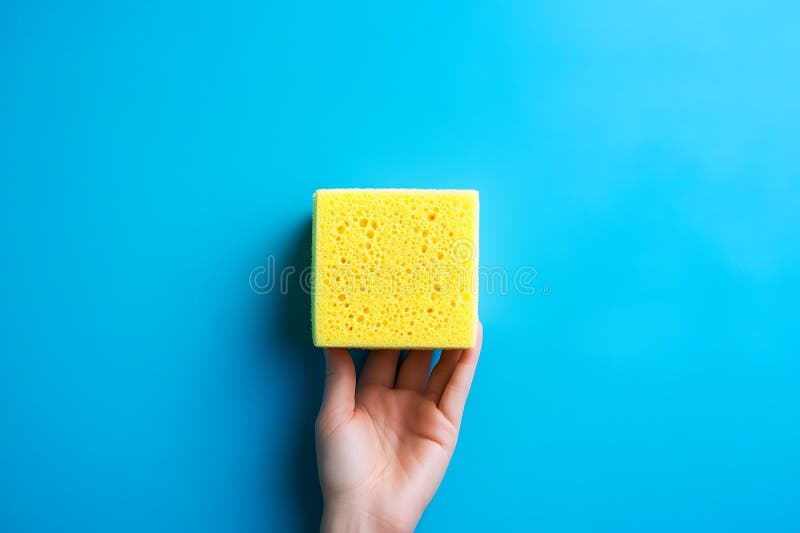 Yellow Sponge on Blue Background Stock Illustration - Illustration of ...