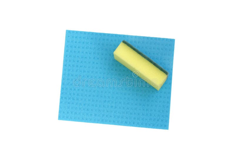 Yellow Sponge and Blue Cloth for Cleaning. Stock Photo - Image of clean ...
