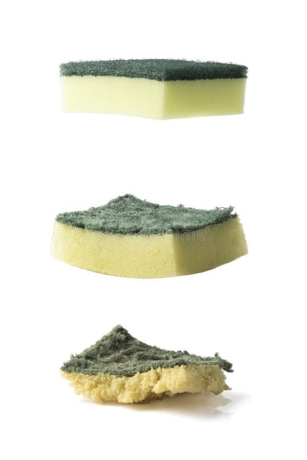 Old and New Kitchen Sponge on White Background Stock Photo - Image of ...