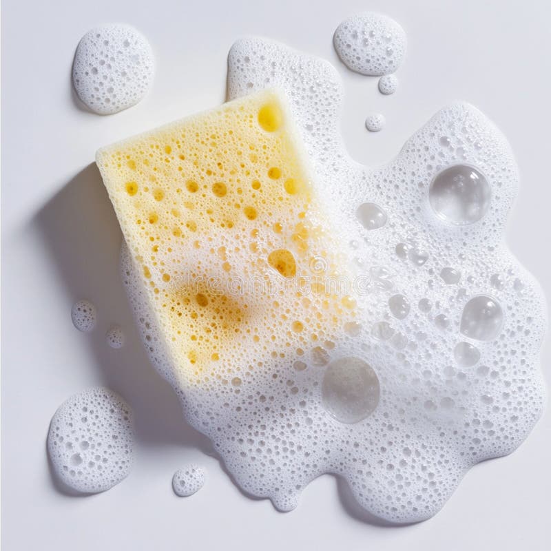 Yellow Sponge with Soapy Water. Generative AI Stock Illustration ...