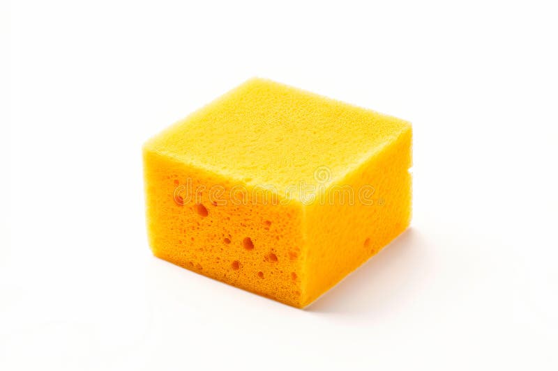 Yellow Sponge on White Background Stock Photo - Image of unused ...