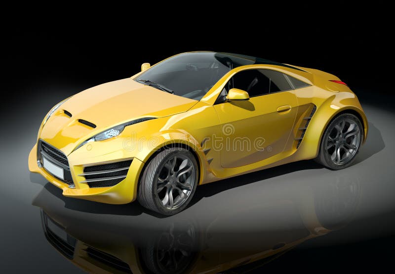 Yellow sports car stock illustration. Illustration of sports - 20889389