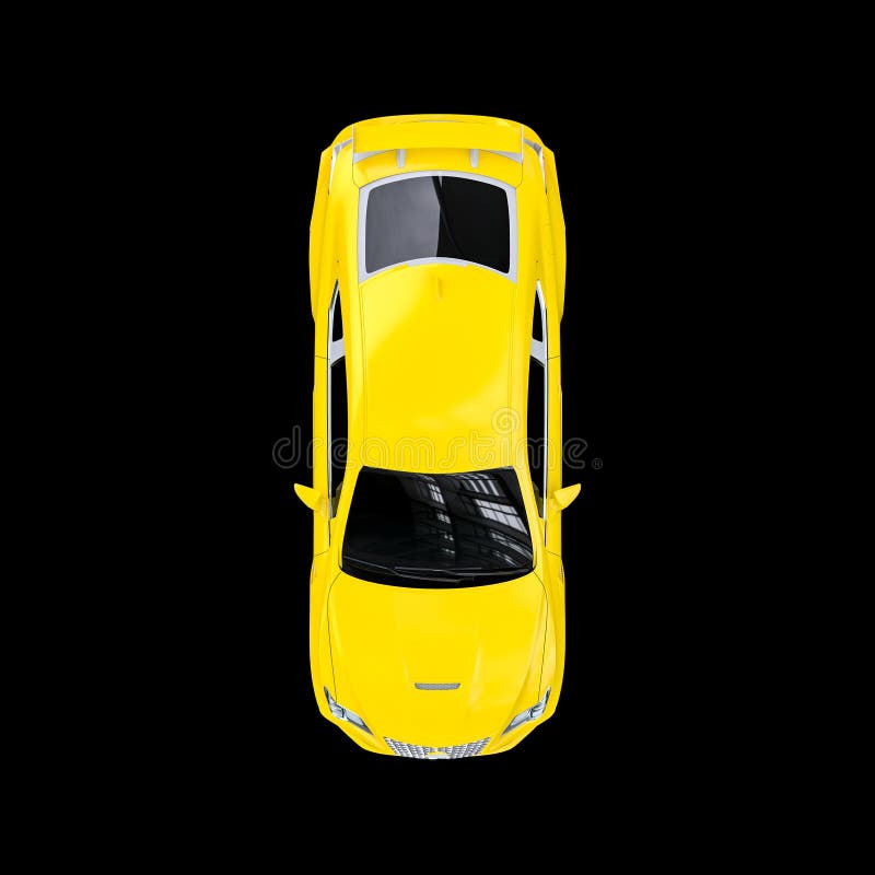 Yellow Sports Car on Black. View from Above Stock Illustration ...