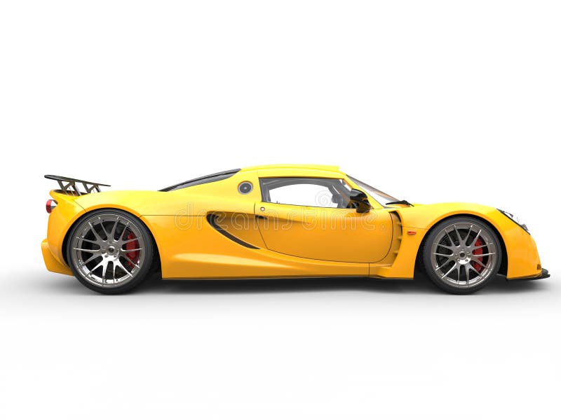 Yellow Sports Supercar - Side View Stock Illustration - Illustration of ...