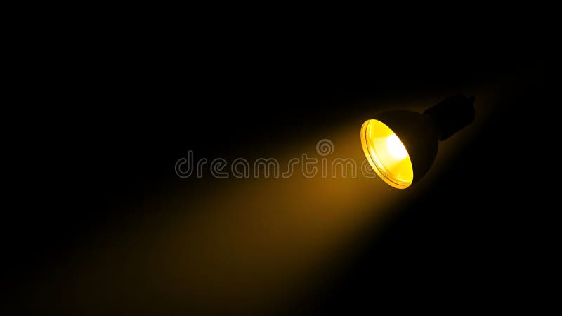Yellow Spotlight with Light Beam To the Left Stock Photo - Image of ...