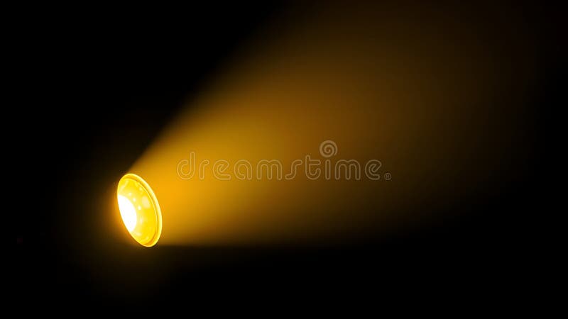Yellow Spotlight with Light Beam To the Right Stock Photo - Image of ...