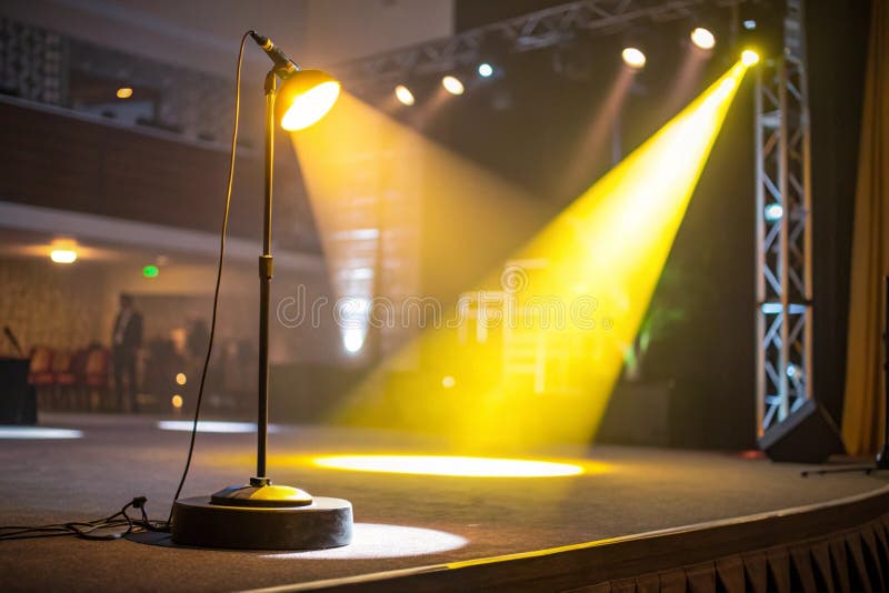 Yellow Spotlight Shining on Stage Stock Illustration - Illustration of ...