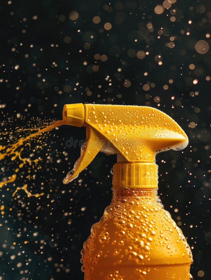 Yellow Spray Bottle with Water Stock Photo - Image of pool, care: 375494266