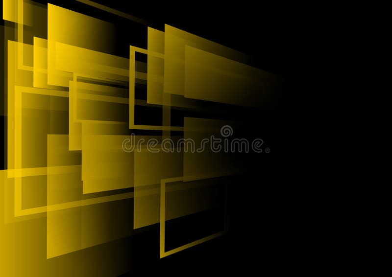 Yellow Square Abstract and Black Background Stock Vector - Illustration ...