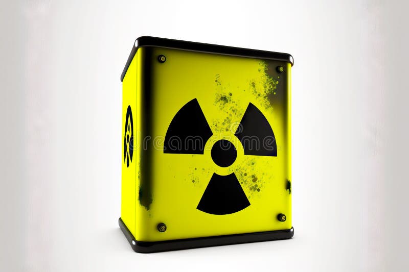 Yellow Square Box with Painted Symbol of Radiation Hazard Stock ...