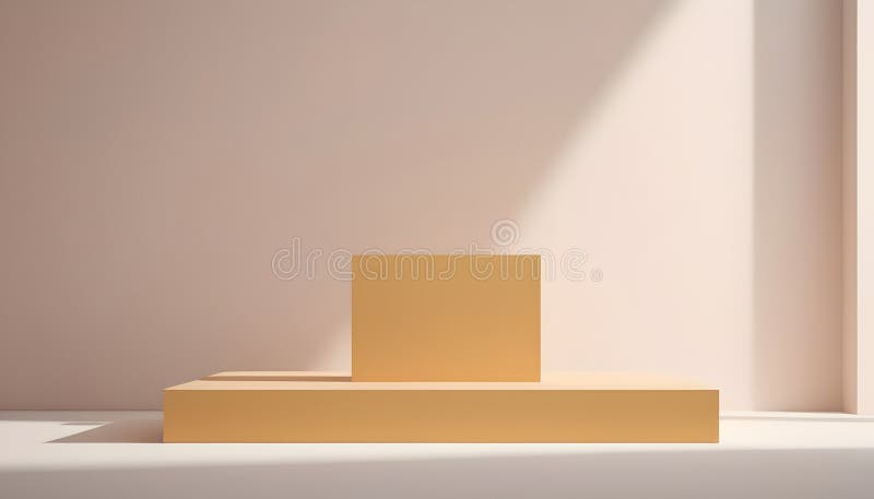 A Yellow Square Box Platform Sitting on a White Floor Stock ...