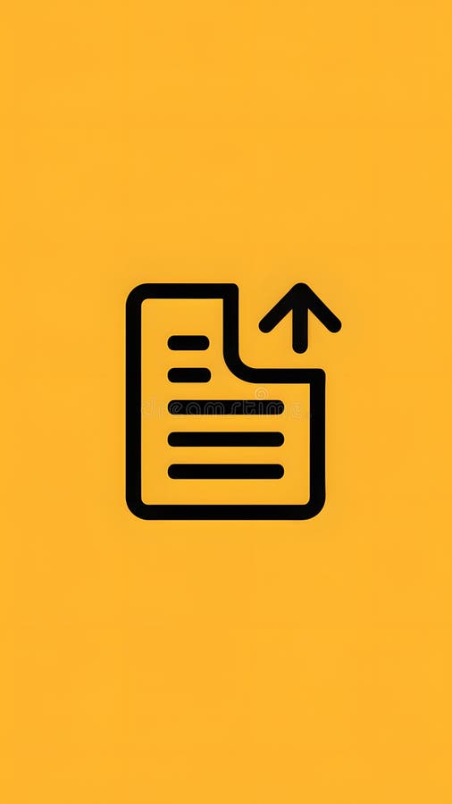 Yellow Square Button with Black Paper Icon and Arrow for Document ...
