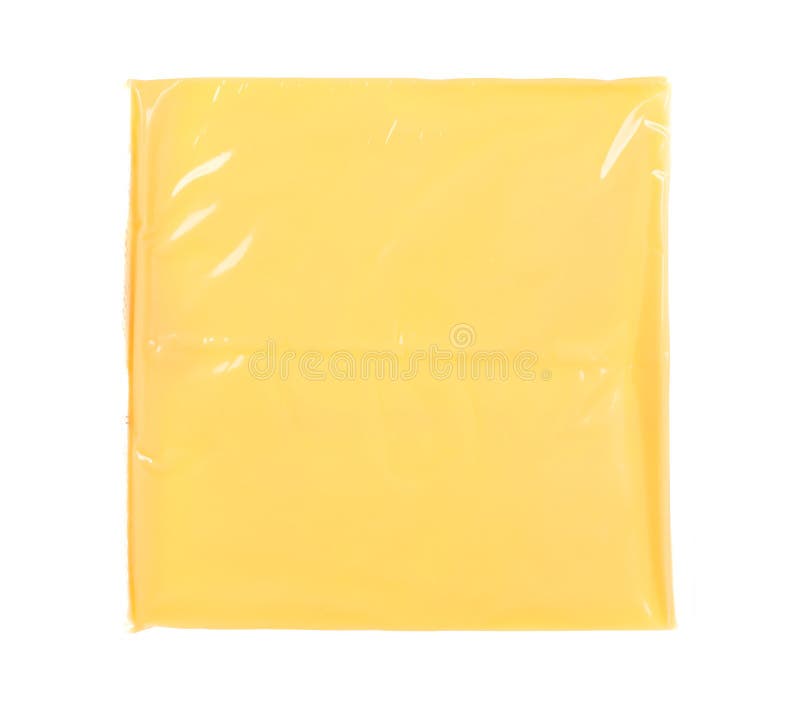 Square Cheddar Cheese Slices On White Background Stock Photo - Image of ...