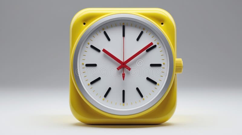 Yellow Square Clock, Modern Timepiece Design, Simple Minimalist Time ...
