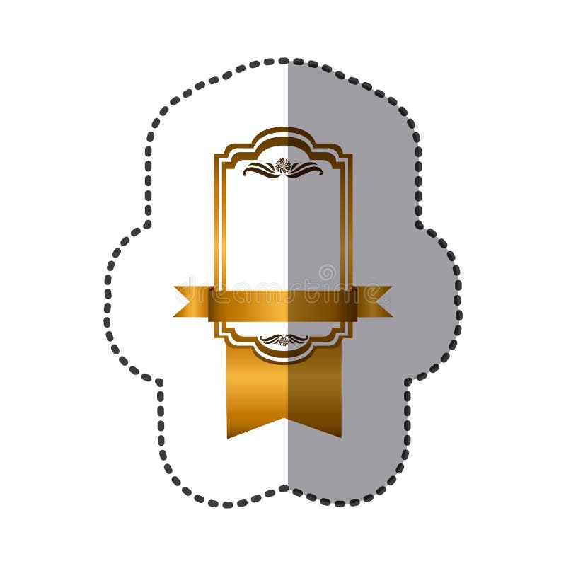 Yellow Square Emblem with Ribbon Icon Stock Illustration - Illustration ...