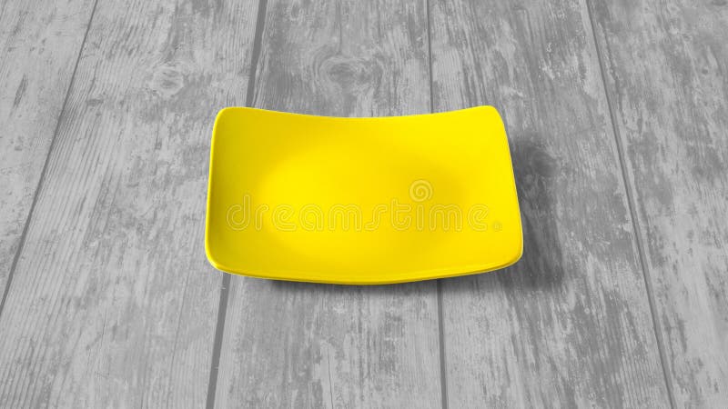 Yellow Square Empty Dish on Wooden Stock Image - Image of round, copy ...