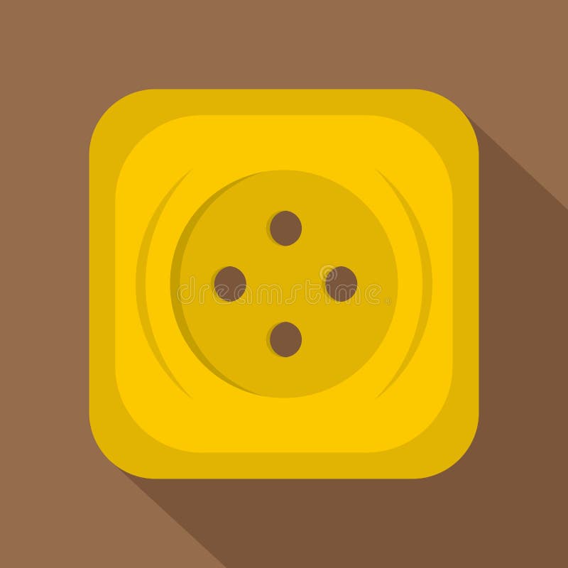 Yellow Square Sewing Button Icon, Flat Style Stock Vector ...