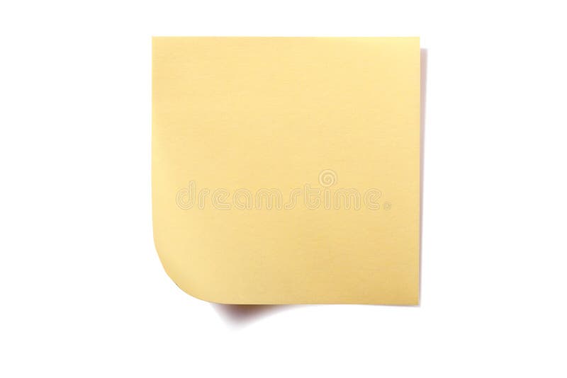 Yellow Square Sticky Post Note Isolated on White Stock Image - Image of ...