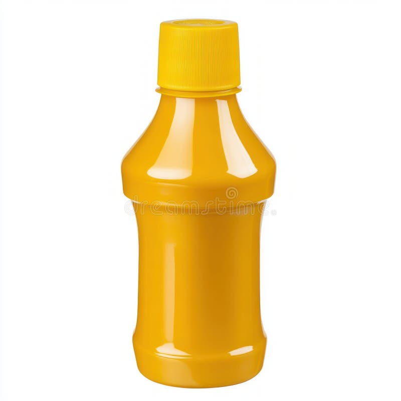 Yellow Squeeze Bottle for Condiments on White Background Stock ...