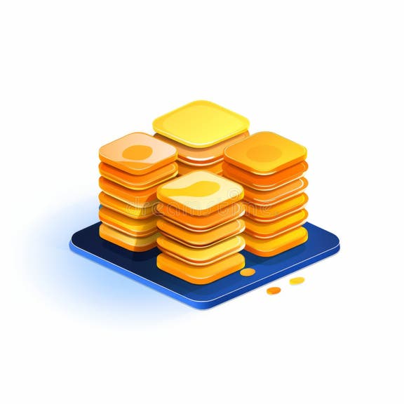 Yellow Stack of Coins on White Display: Isometric Gradient Design Stock ...