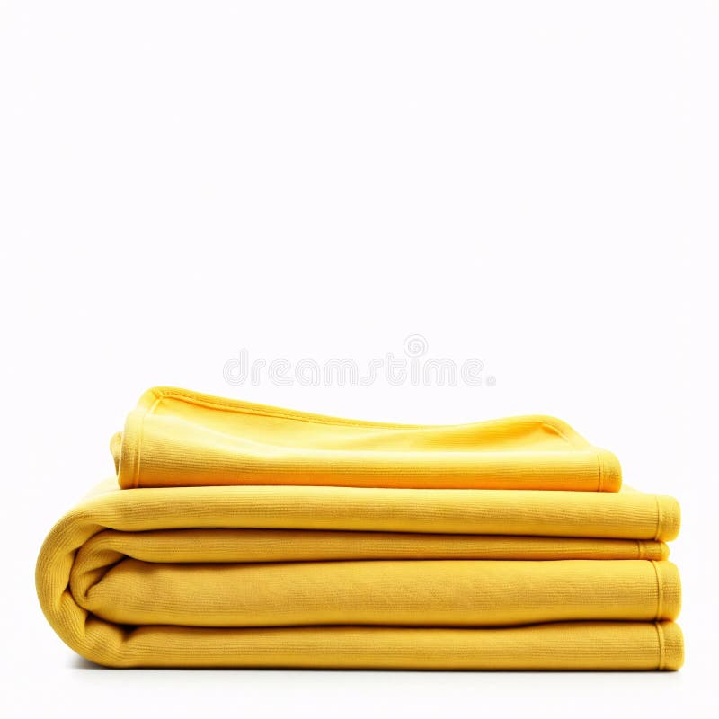 Yellow Stack of Yellow Folded Clothes Isolated on White Background ...
