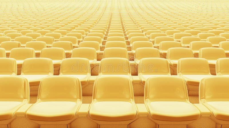 Yellow Stadium Seats Arranged in Geometric Rows Stock Image - Image of ...