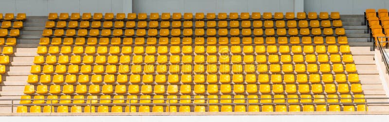 Yellow stadium seats stock photo. Image of empty, stand - 85734660