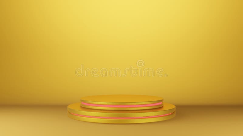 Yellow Stage on Dark and Background for Present Product, 3d Rendering ...
