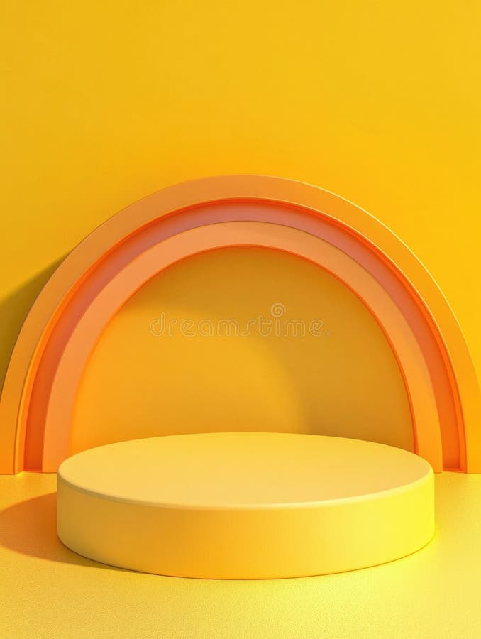 A Yellow Stage with a Rainbow on it Stock Illustration - Illustration ...